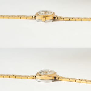 Women Cocktail Watch Gold Plated Square Seagull, Elegant Bracelet Evening Watch Sunburst Vintage ...