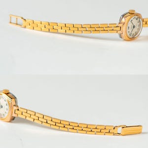 Women Cocktail Watch Gold Plated Square Seagull, Elegant Bracelet Evening Watch Sunburst Vintage ...
