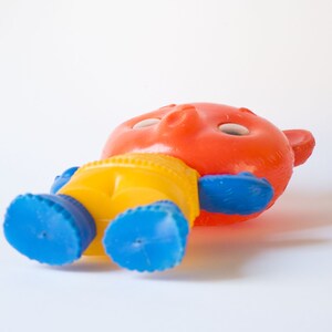 Vintage Plastic Bear Toy Big, Eye Rolling Bear Red Yellow Blue Moving ...