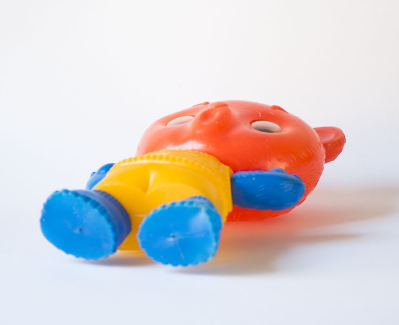 Vintage Plastic Bear Toy Big Eye Rolling Bear Red Yellow Blue - Etsy