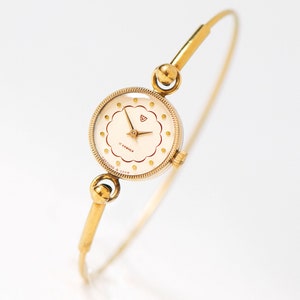 Women's Watch Tiny Ring Bracelet Gold Plated Seagull, Vintage Lady Wristwatch Classic Cocktail ...