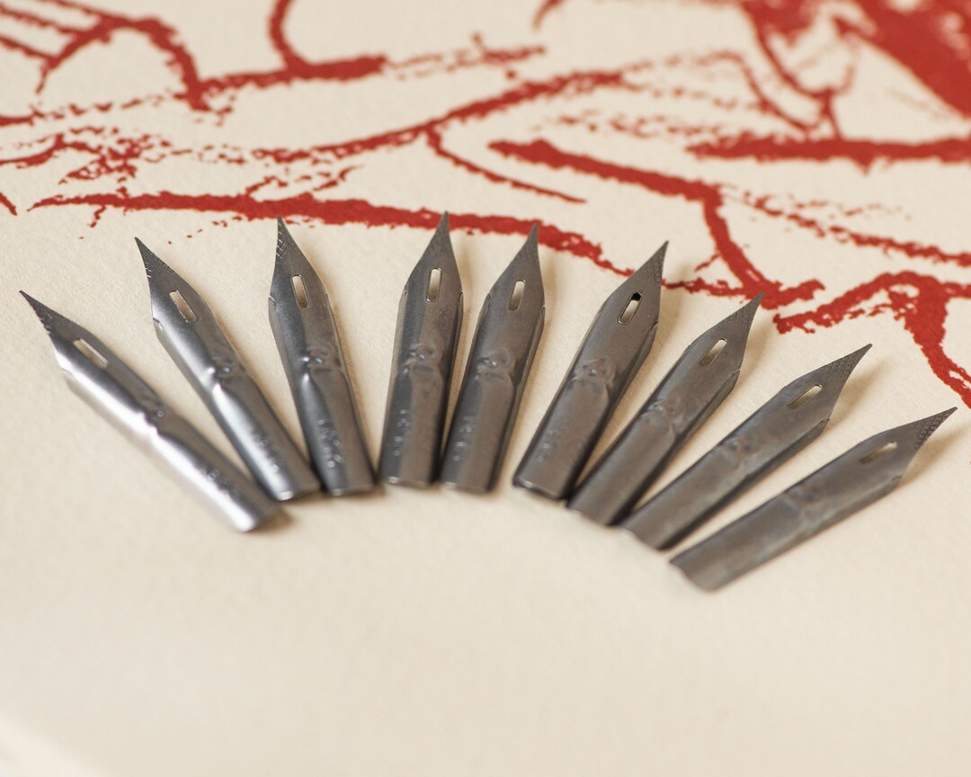 New Old Stock Ink Pen Nibs From 60s, Vintage Artist Nibs Marked Set of ...