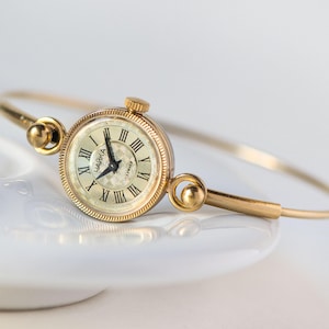 Delicate Cocktail Watch for Women Seagull Vintage, Tiny Bracelet Lady Wristwatch Gold Plated ...