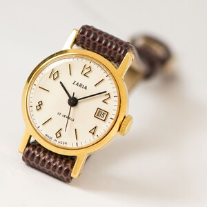 Retro Dial Women Watch Dawn With Date Window, Vintage Gold Plated Watch ...