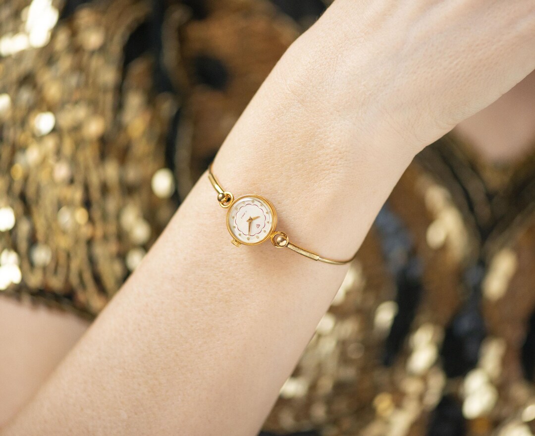 Women's Watch Tiny Ring Bracelet Gold Plated Seagull, Vintage Lady Wristwatch Classic Cocktail ...