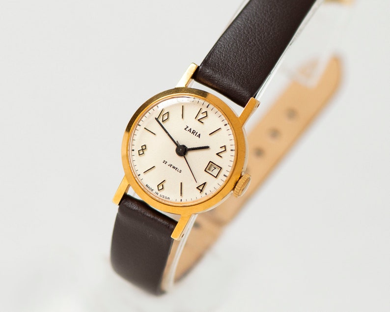 New Old Stock Women Watch Dawn With Date Window, Vintage Gold Plated ...