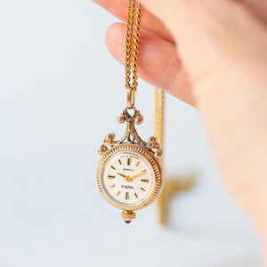 Floral Pendant Watch Women's Watch Necklace Seagull Gold Plated ...
