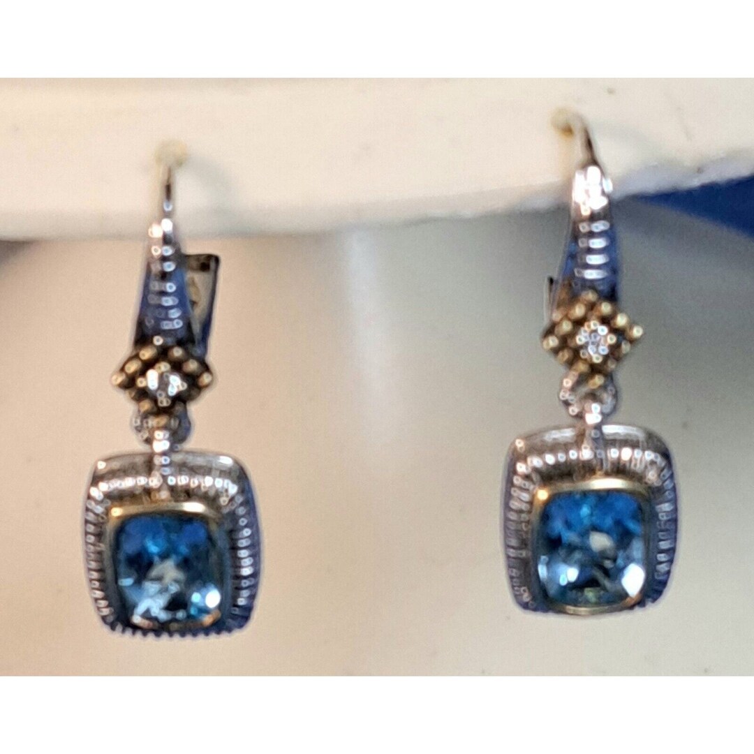 JUDITH RIPKA Signed J.R. TWO 18K Gold 925 Sterling Blue Topaz & Diamond ...