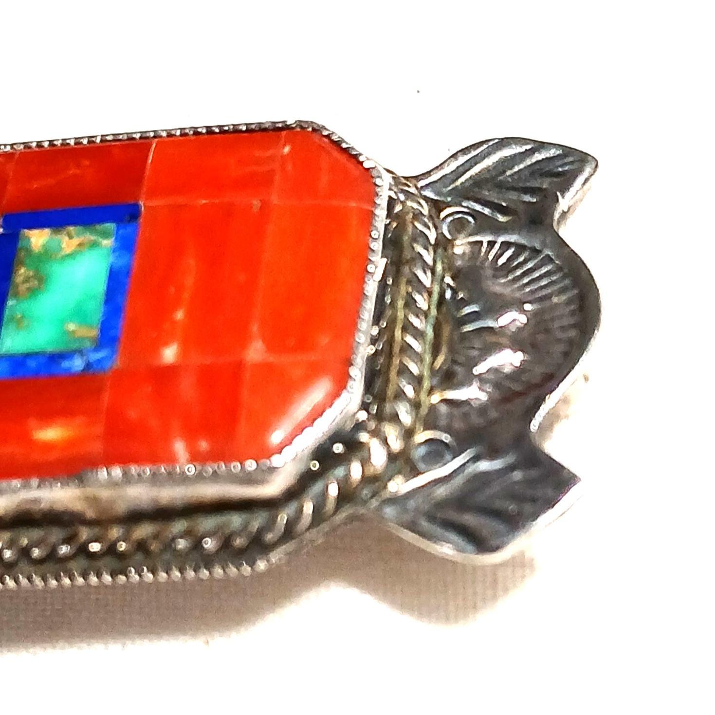 Vintage Benny & Valerie Aldrich Art Sterling Spiny Oyster Inlay Pin ...