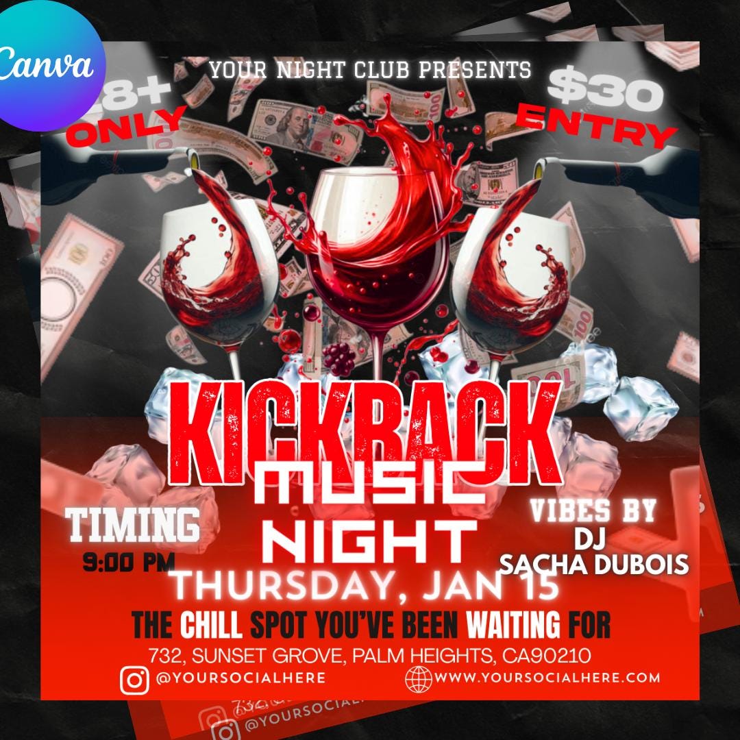 Kickback Party Flyer, Editable Kickback Club Flyer, Club DJ Party ...