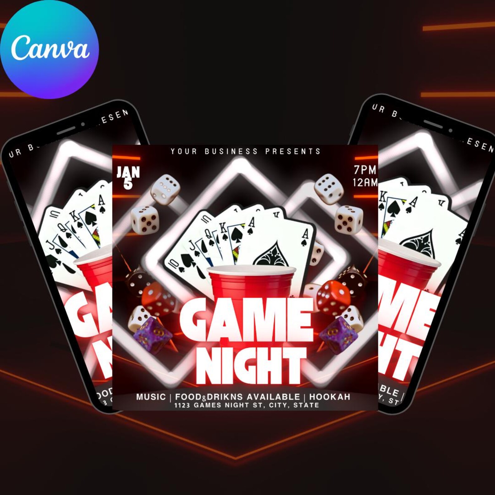 Game Night Party Flyer, Editable Canva Template (social Media ...