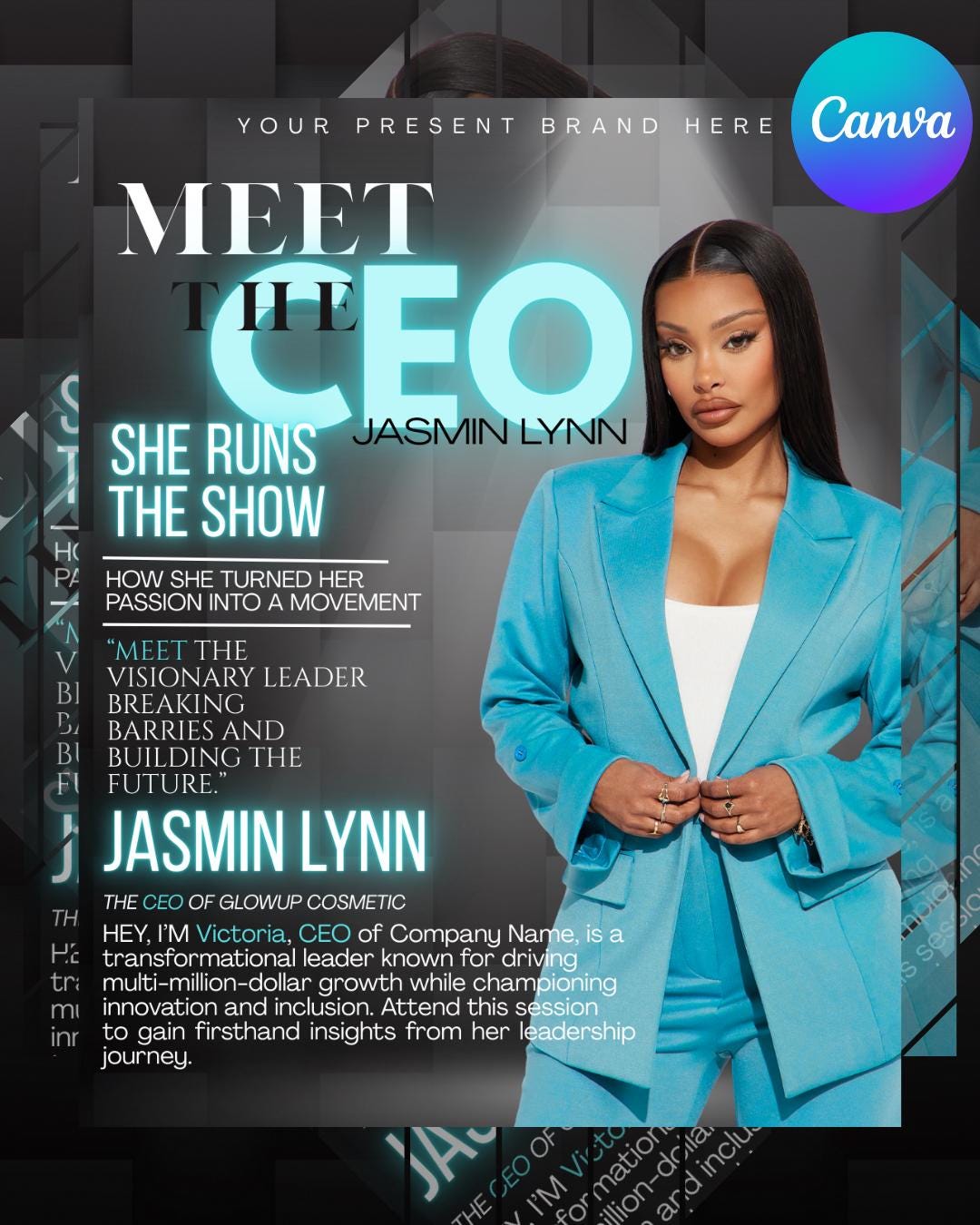 Meet the CEO Flyer, Magazine Style Canva Template, Business Owner ...