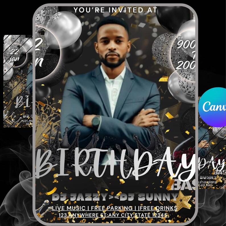 Men’s Birthday Party Flyer Template | Birthday Bash Club Event Flyer ...