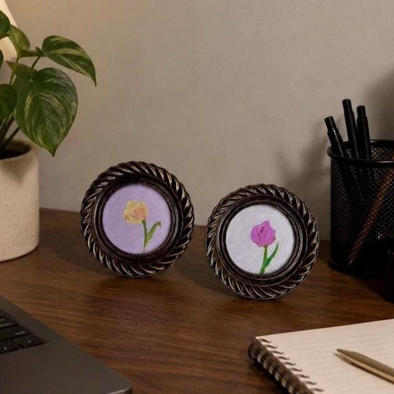 Mini Oil Painting Set, Original Handmade Tulips, 4x4 Framed - Etsy