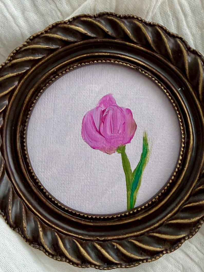 Mini Oil Painting Set, Original Handmade Tulips, 4x4 Framed - Etsy