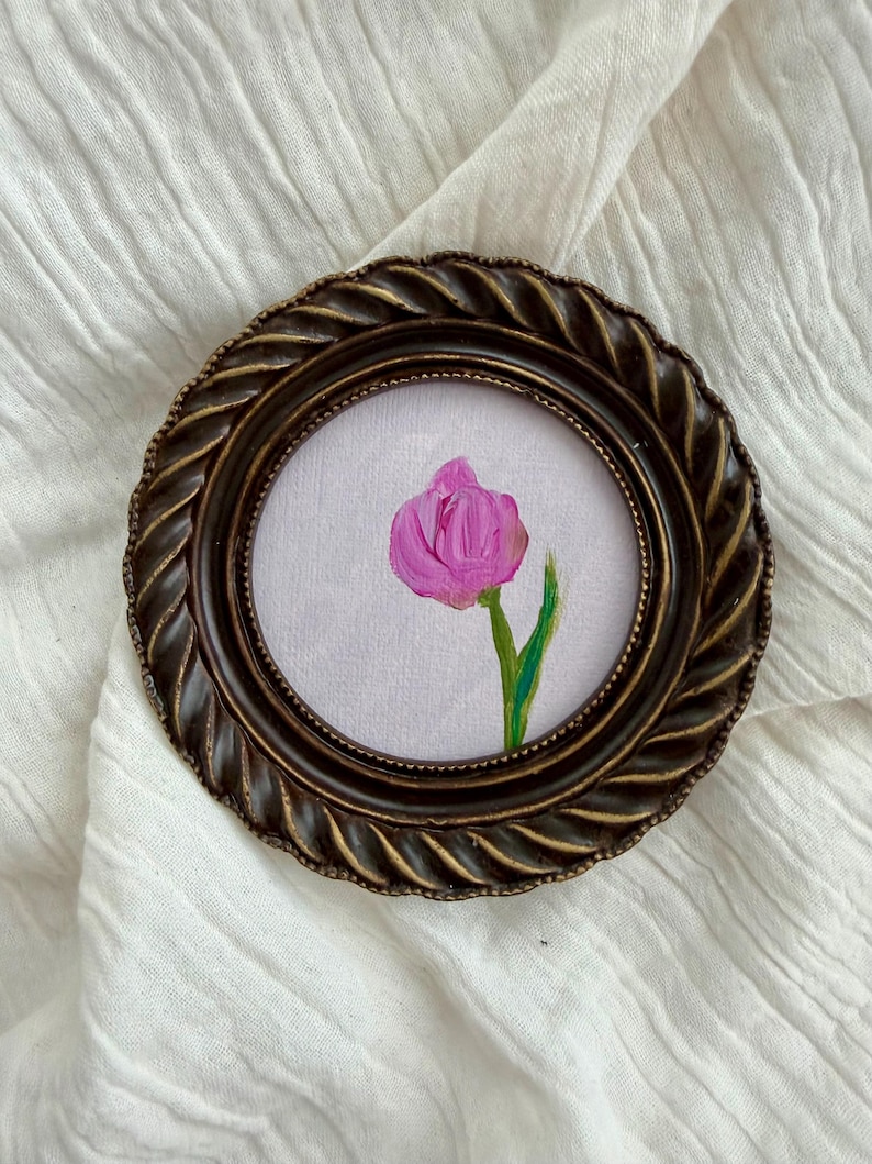 Mini Oil Painting Set, Original Handmade Tulips, 4x4 Framed - Etsy