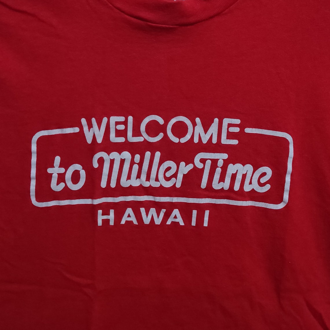 80's Vintage Welcome to Miller Time Hawaii Shirt Red - Etsy UK