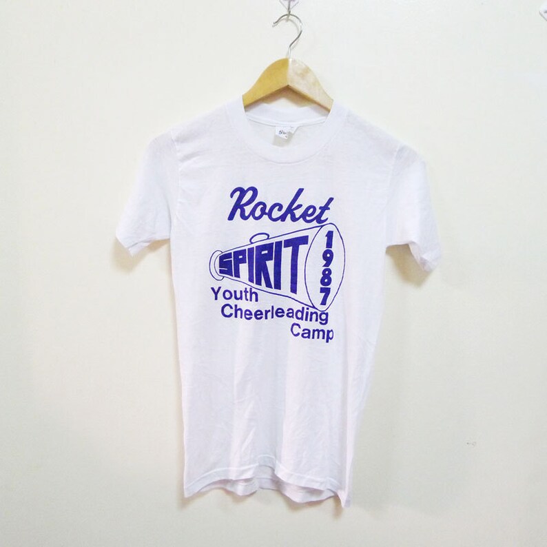 Vintage 1987 80s Rocket Spirit Youth Cheerleading Camp White T-shirt - Etsy