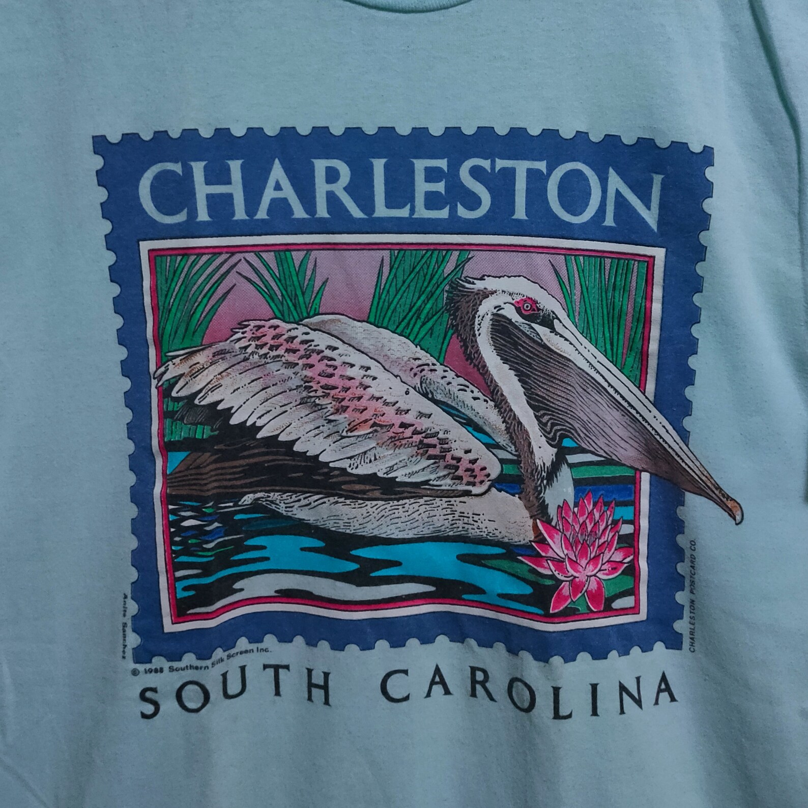 80's Vintage 1988 Charleston South Carolina Post Stamp Pink-backed ...