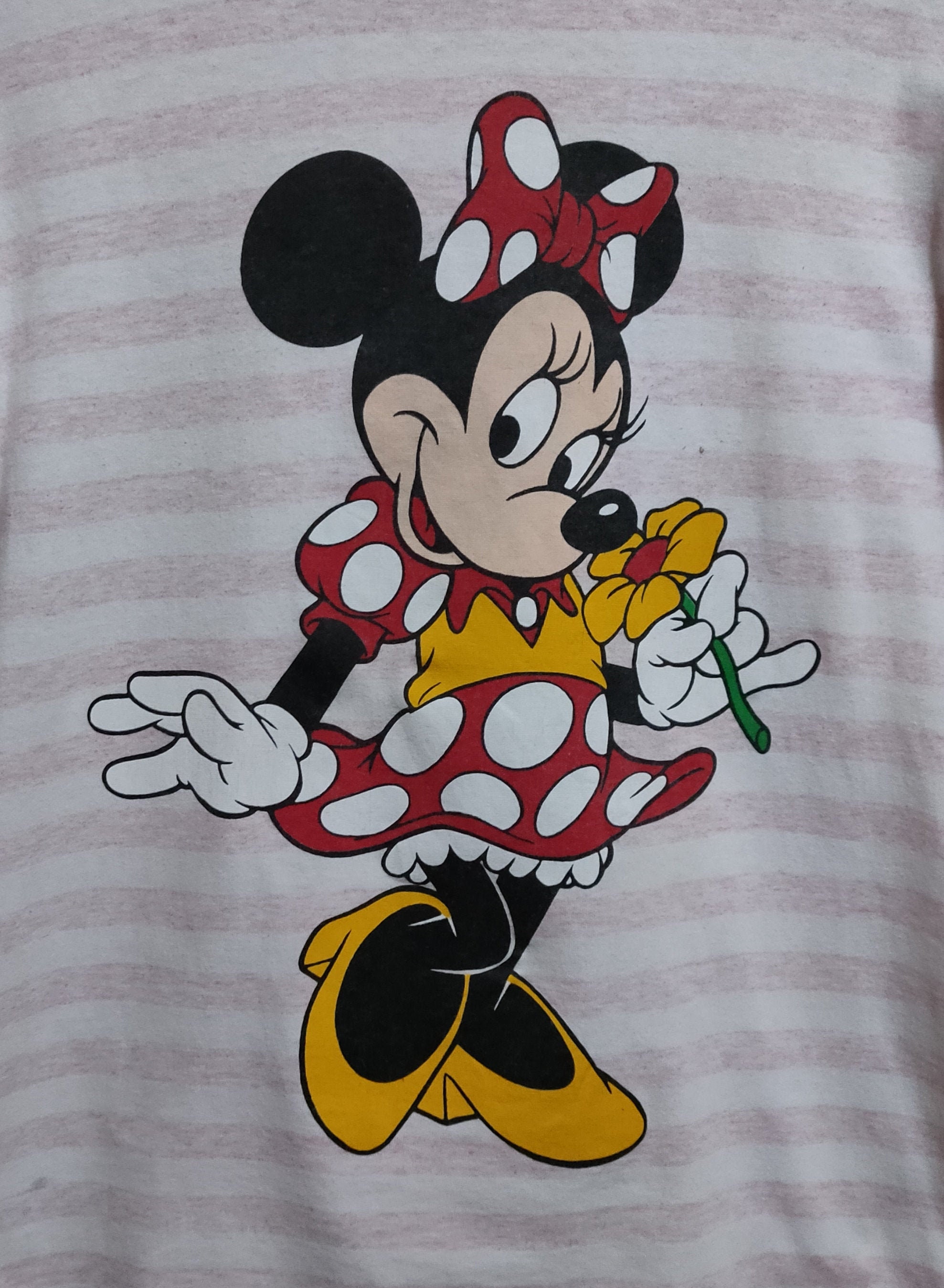 90s Vintage Disney Minnie Mouse T-shirt Pale Red and White Stripes - Etsy