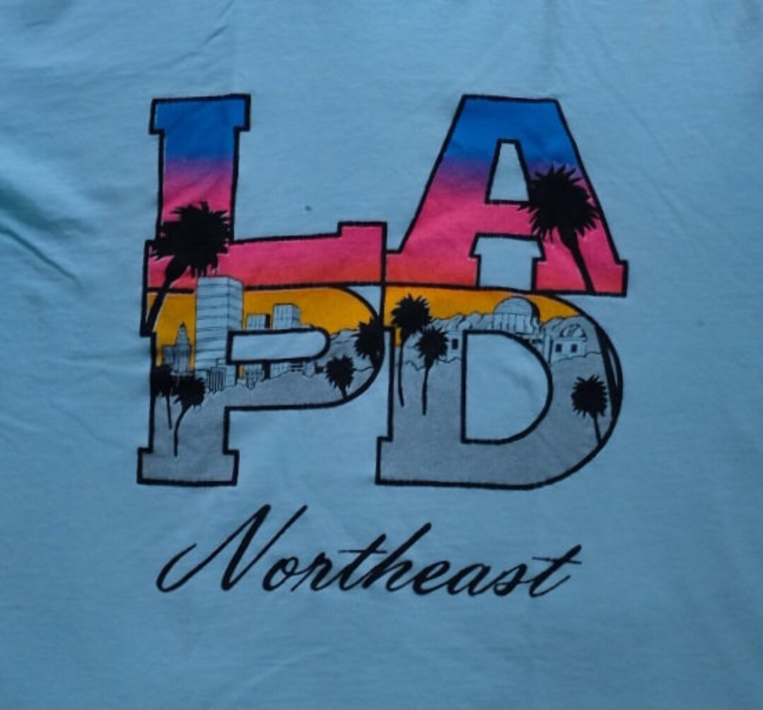 80's Vintage LAPD North East Light Blue T-shirt (los Angeles Police ...