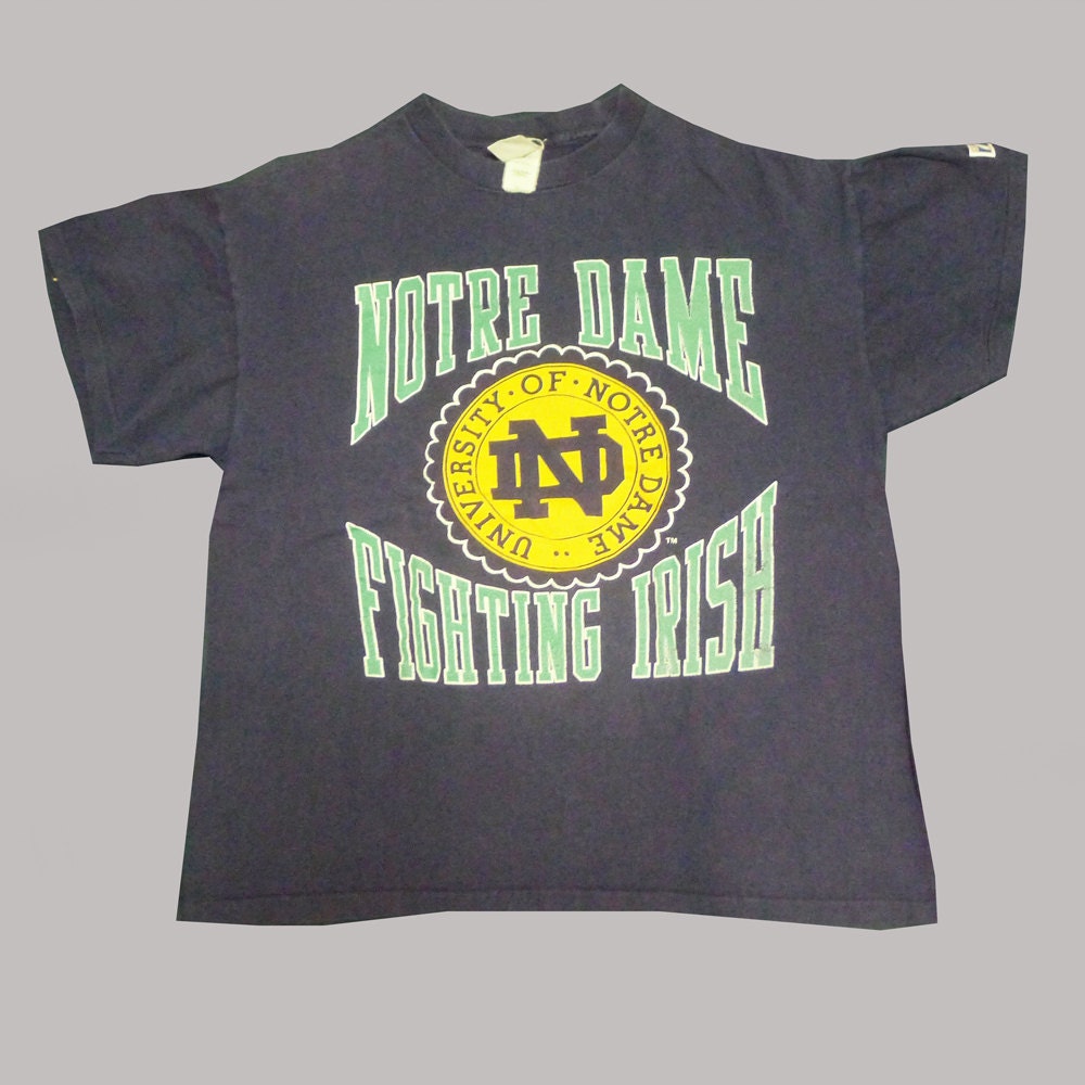 Vintage 90s University of Notre Dame Fighting Irish NCAA Logo 7 Blue T ...