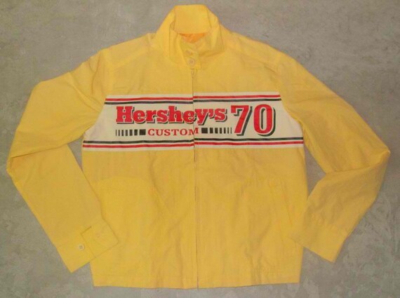 Vintage HERSHEYs CUSTOM 70 Yellow Zip Up JACKET - Gem