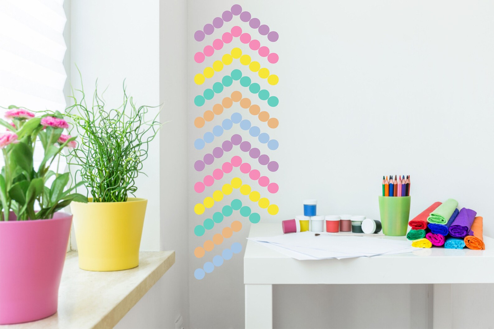 Rainbow Colored Dot Decals // Peel and Stick Dots // Nursery | Etsy