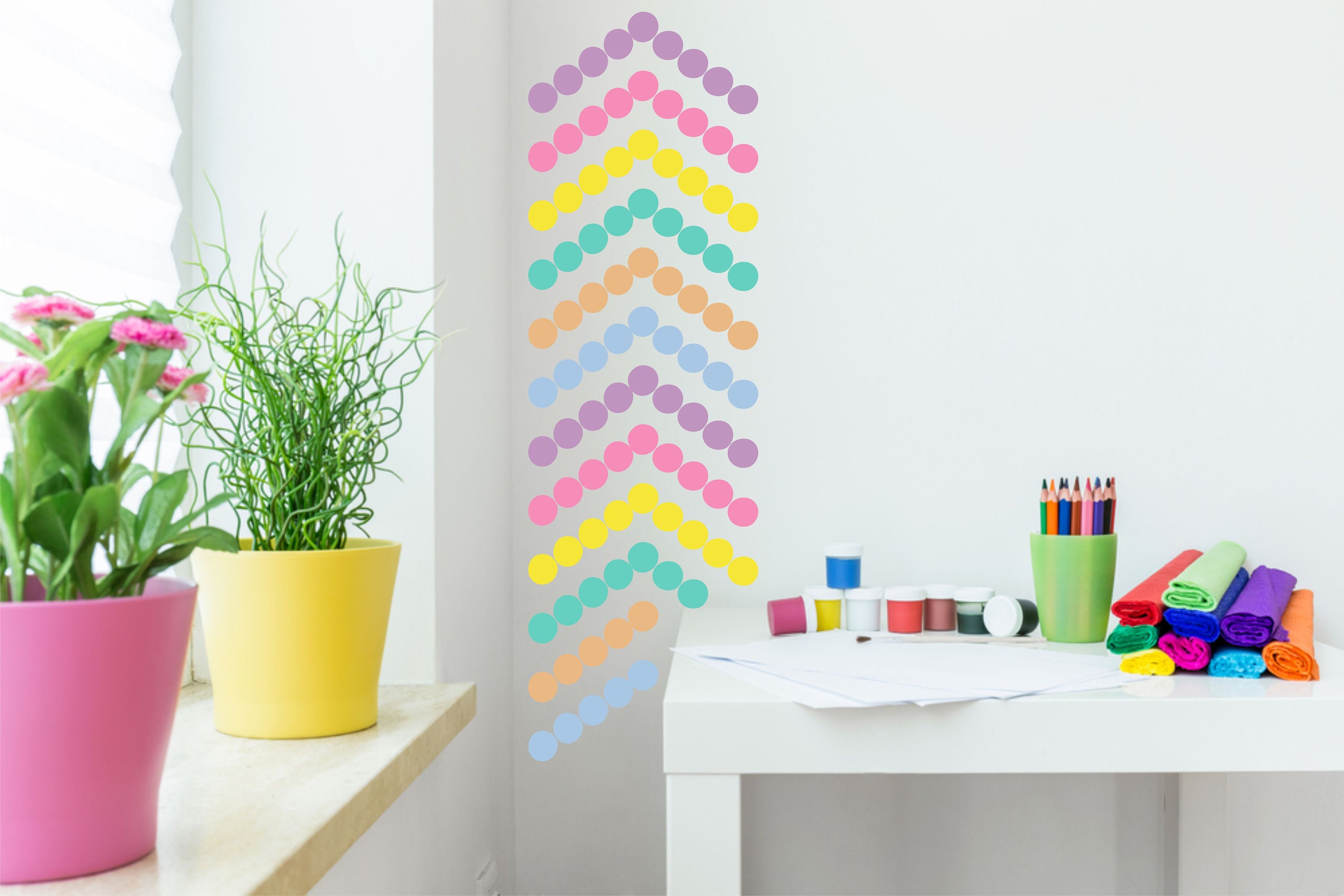 Rainbow Colored Dot Decals // Peel and Stick Dots // Nursery | Etsy
