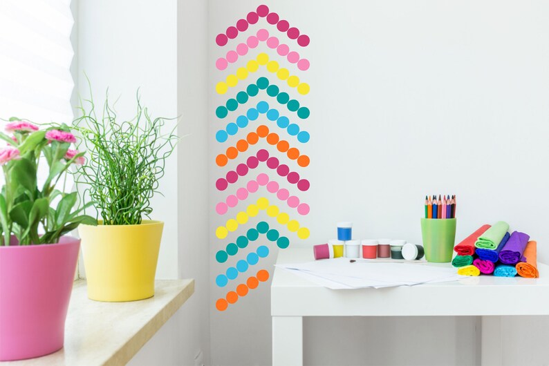 Bright Colored Dot Wall Decals // Peel and Stick Dots // | Etsy