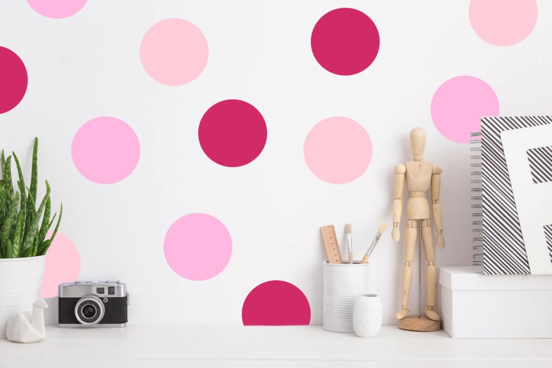 Pink Polka Dot Decal // Polka Dot Decal // Peel and Stick - Etsy