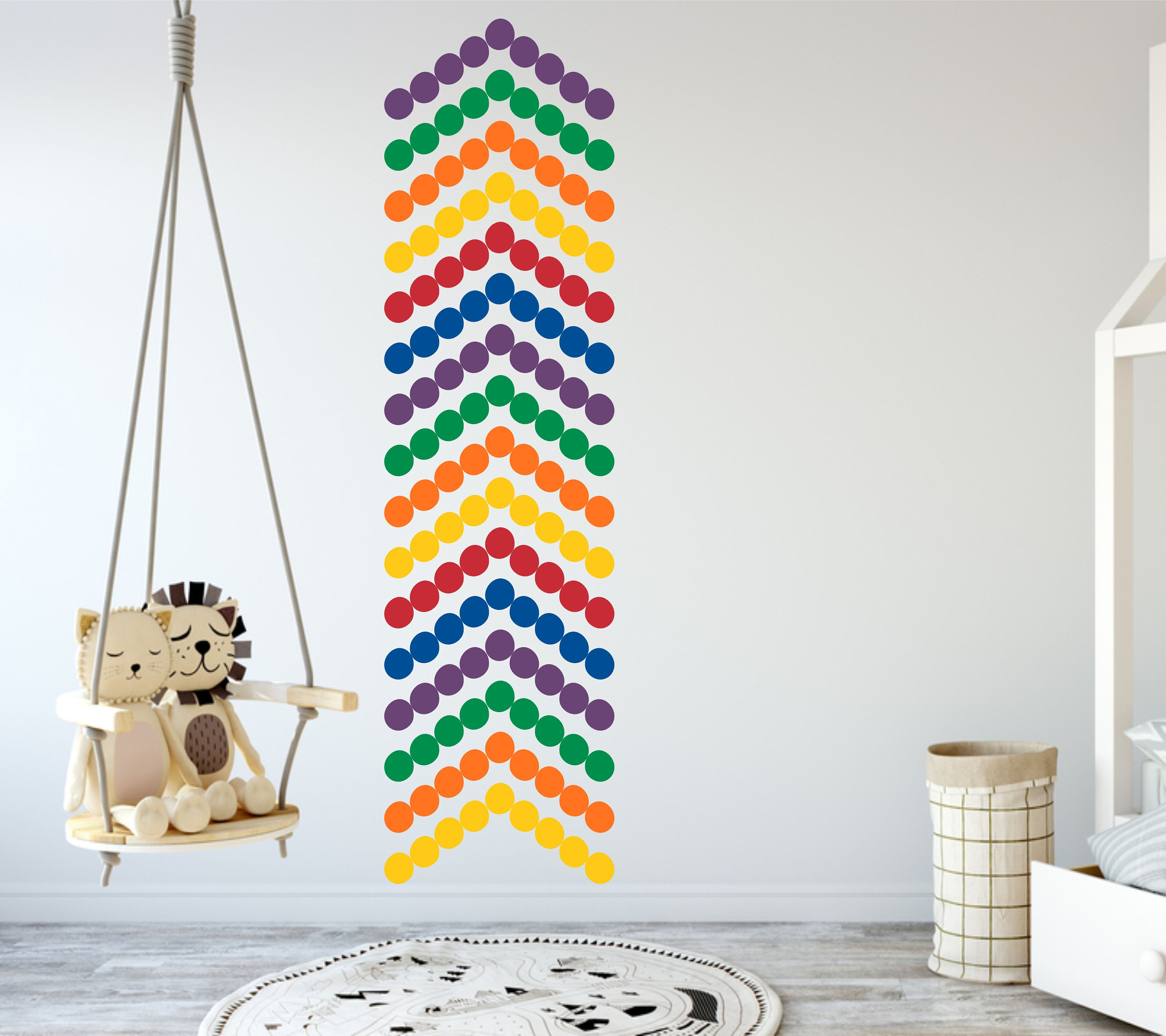 Rainbow Colored Dot Decals // Peel and Stick Dots // Nursery | Etsy