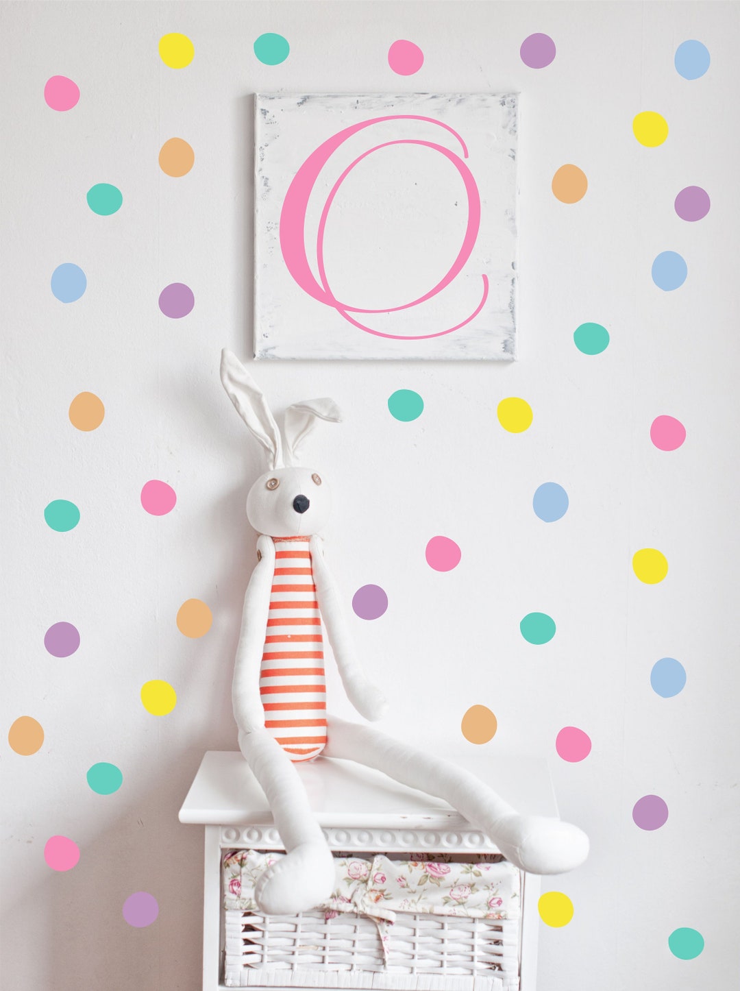 Pastel Colored Dot Decals // Hand Drawn Peel and Stick Dots // Nursery ...