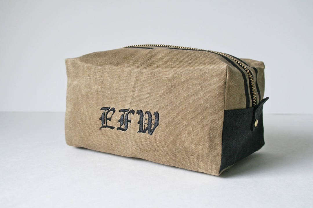 Mini Dopp Kit, Shave Bag, Waxed Canvas Toiletry Bag, Monogrammed Mens ...