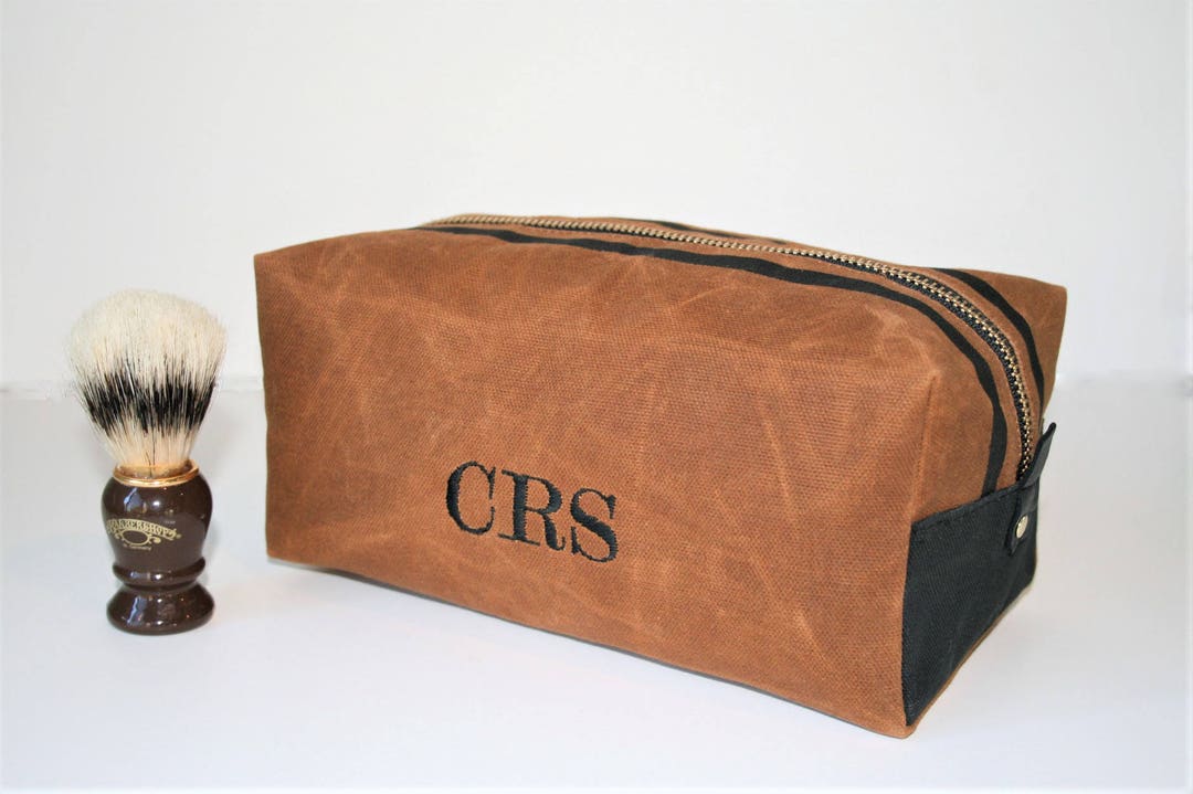 Monogrammed Dopp Kit Waxed Canvas Toiletry Bag Waxed Canvas - Etsy