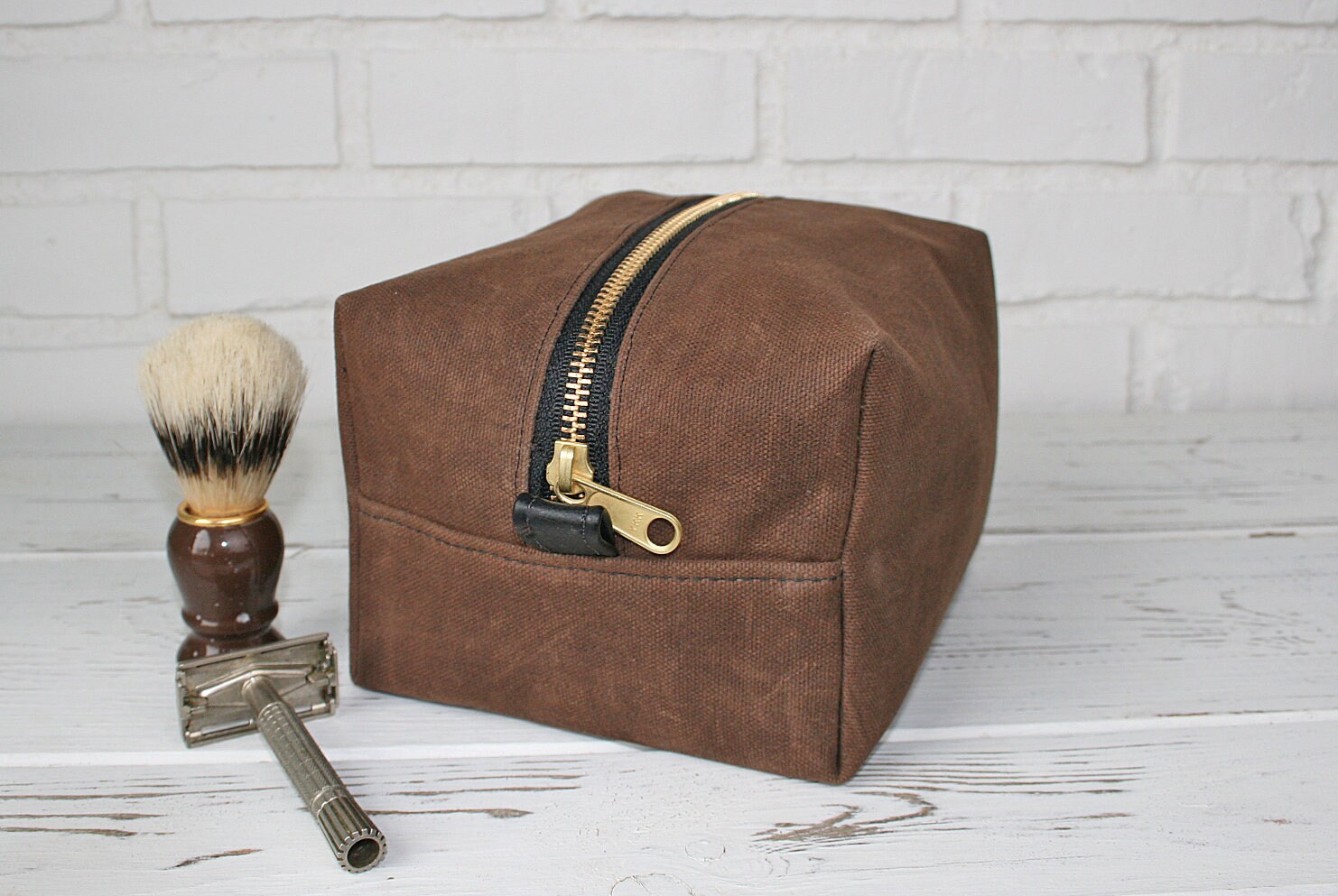 Mini Monogrammed Waxed Canvas Dopp Kit for Groomsman as a | Etsy