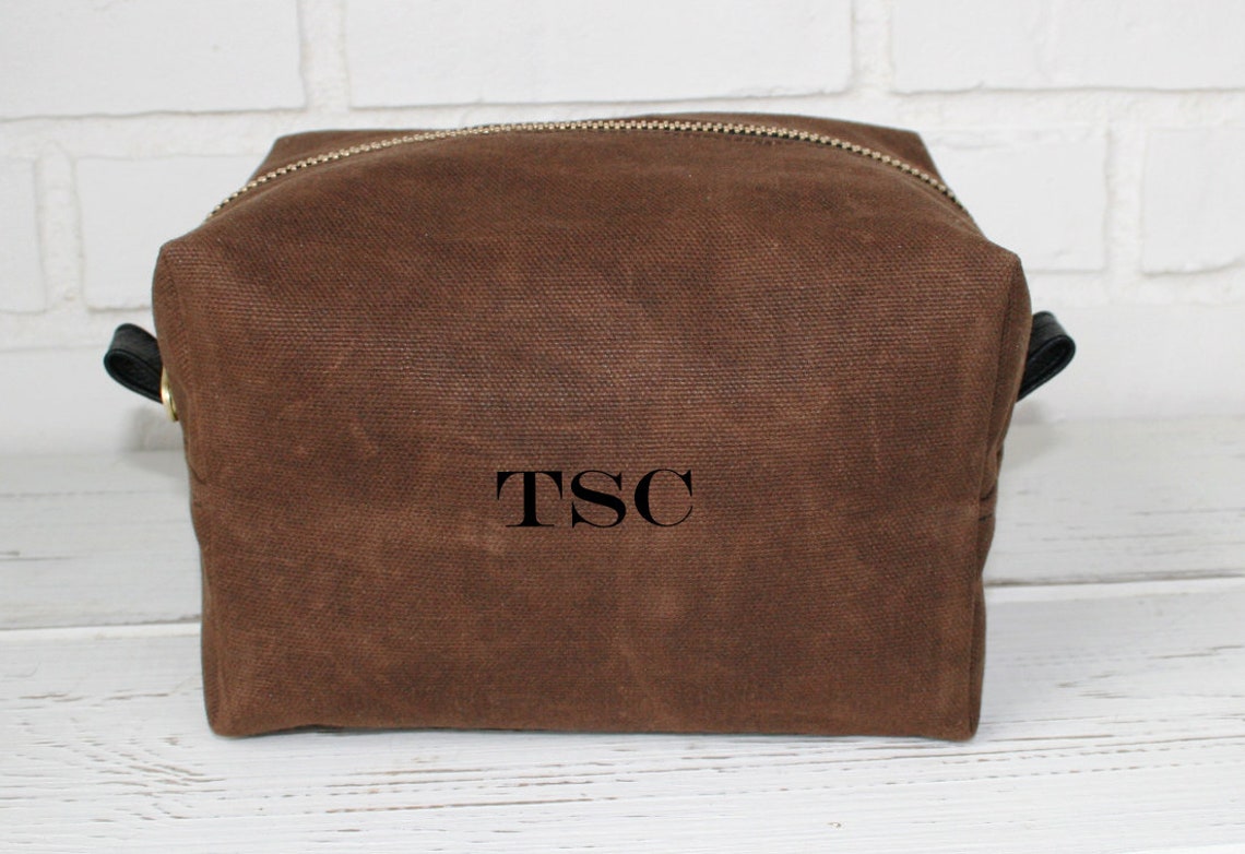 Mini Monogrammed Waxed Canvas Dopp Kit for Groomsman as a - Etsy