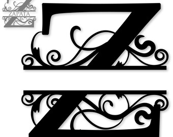 Flourished Split Monogram U - Etsy