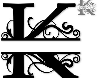Flourished Split Monogram SVG M | Etsy