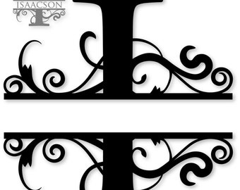 Flourished Split Monogram SVG M | Etsy