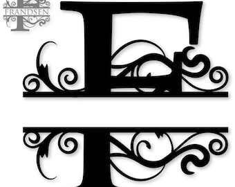 Flourished Split Monogram SVG M | Etsy