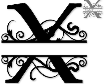 Flourished Split Monogram U - Etsy