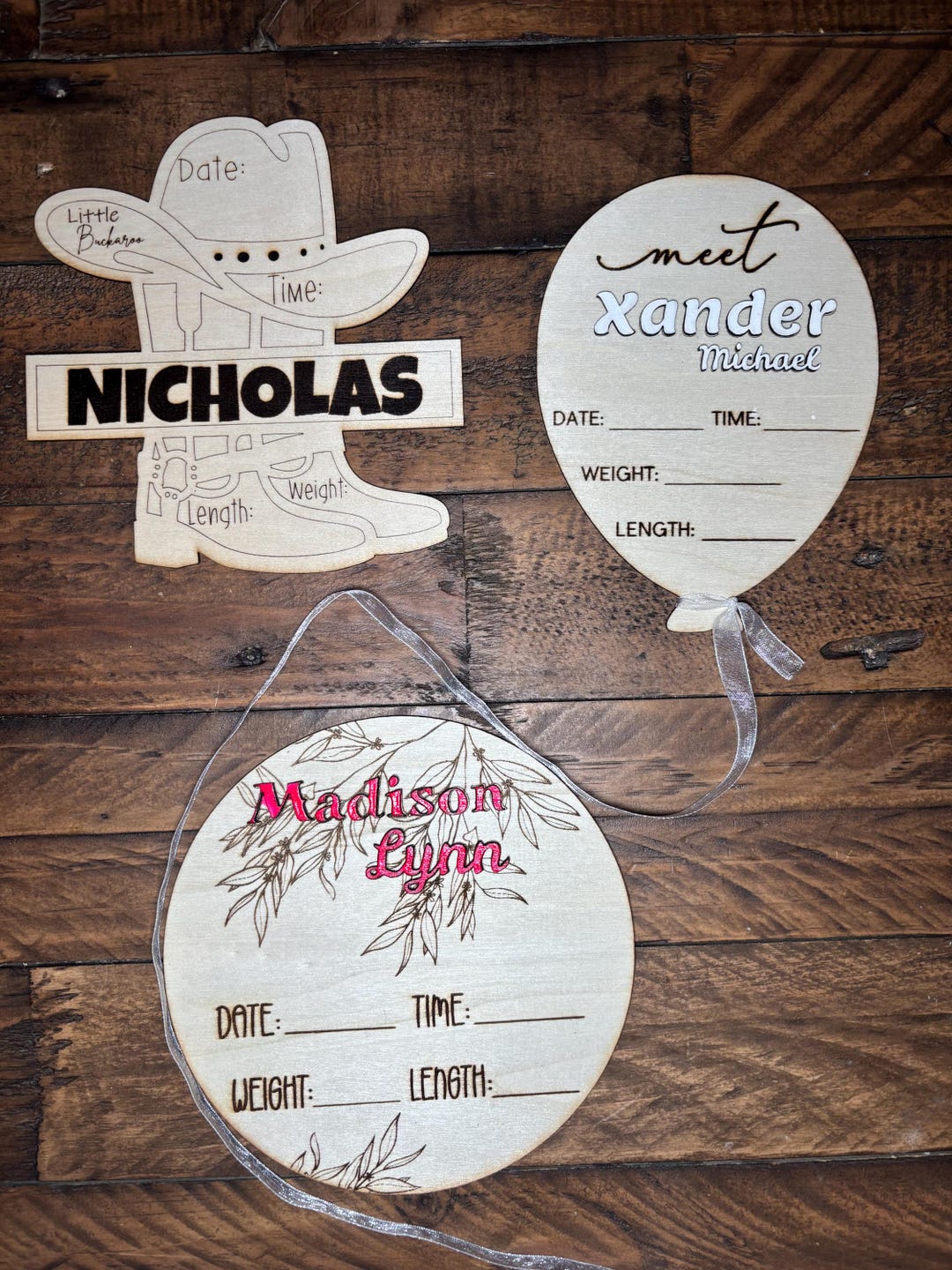 Baby Birth Announcement Sign | Laser Engraved Wooden Plaque ...