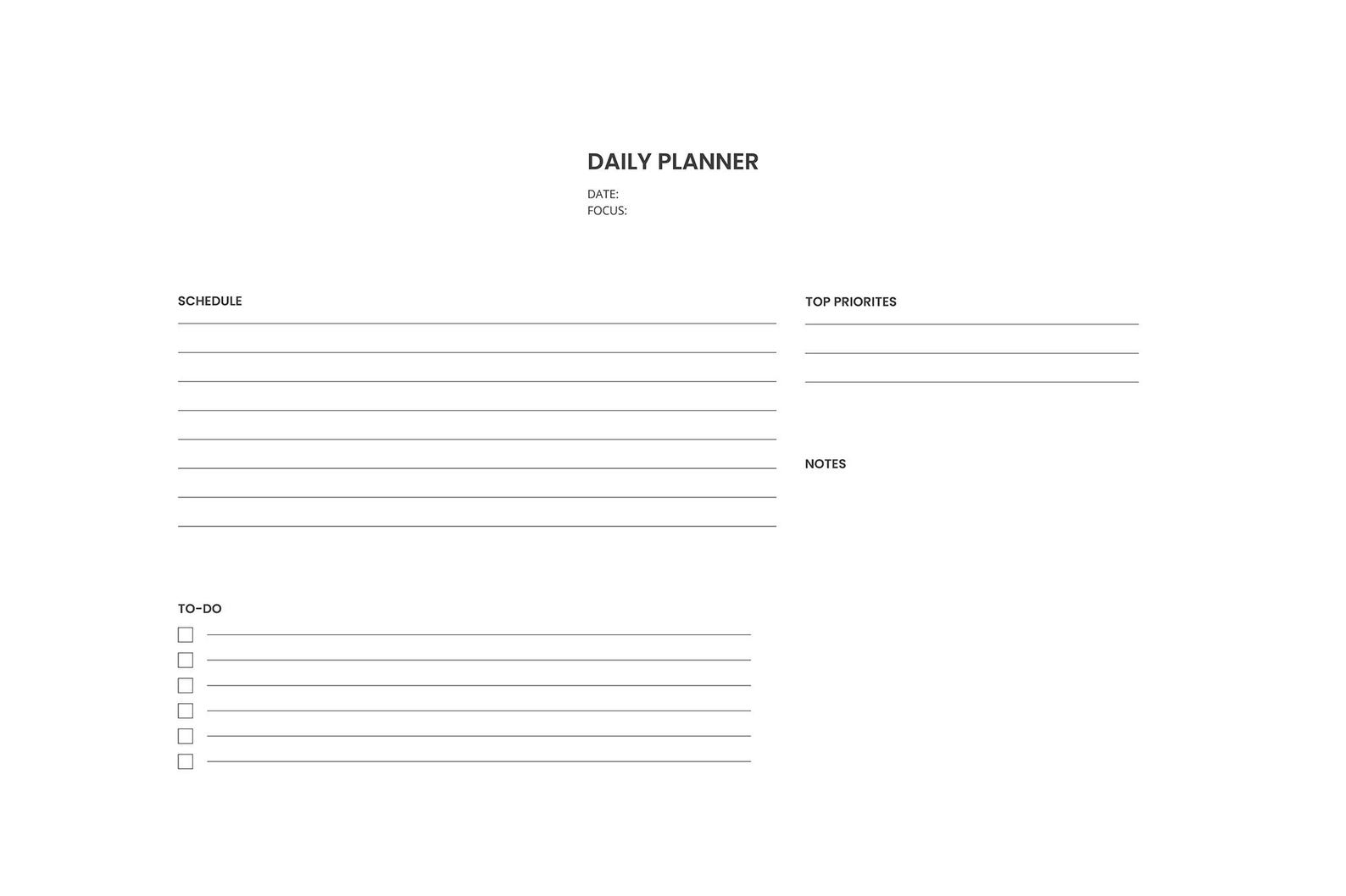 Daily Planner Printable A4 Horizontal | Daily Schedule & Productivity ...