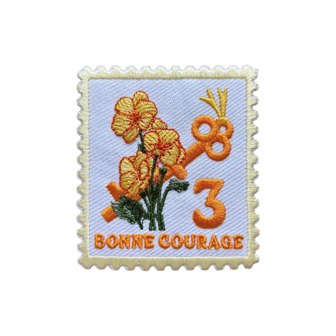 Bonne Courage French Stamp 3" Embroidery Travel Patch, Iron On/sew on ...
