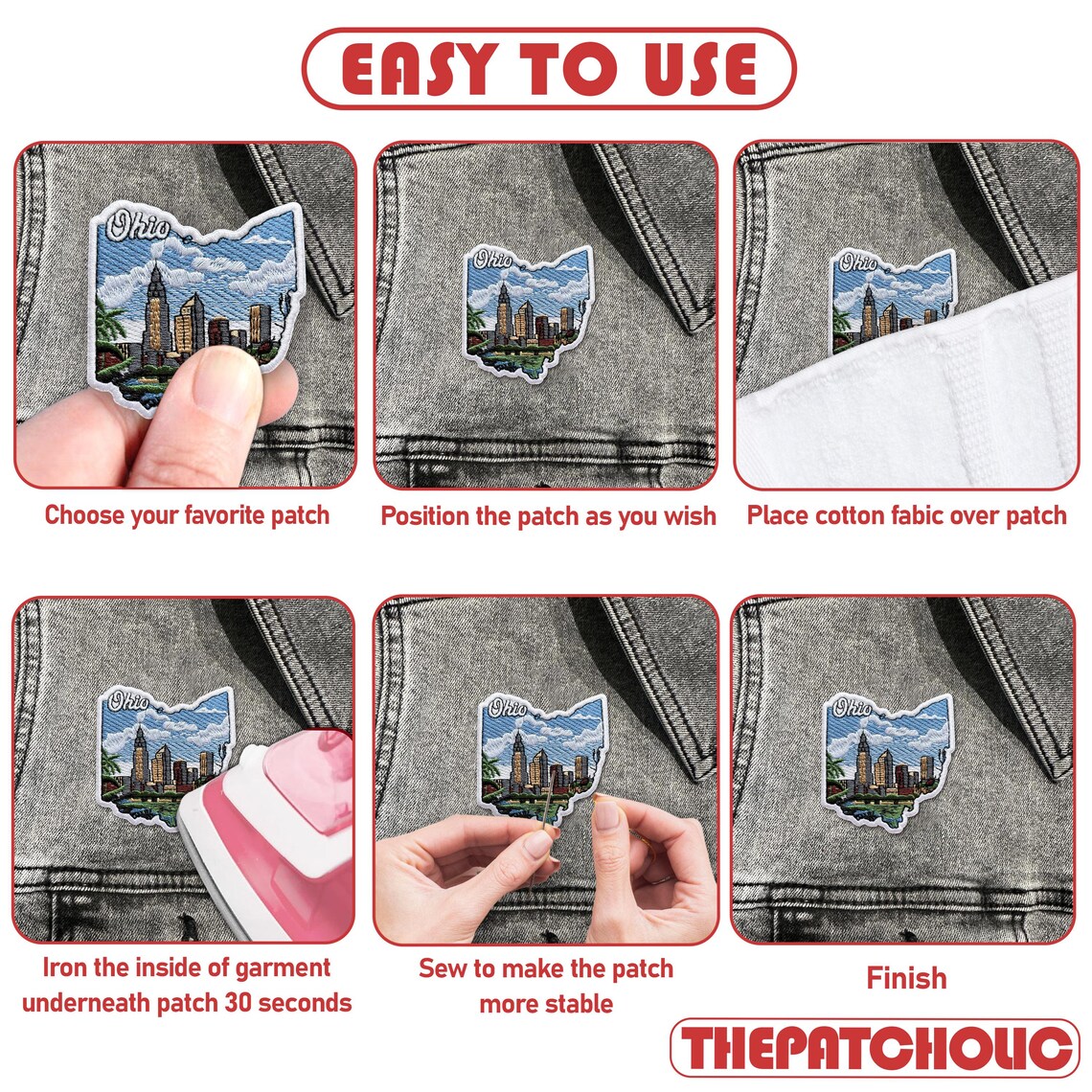 Ohio State Map Nature 3" Embroidery Travel Patch, Iron On/sew on Fabric ...