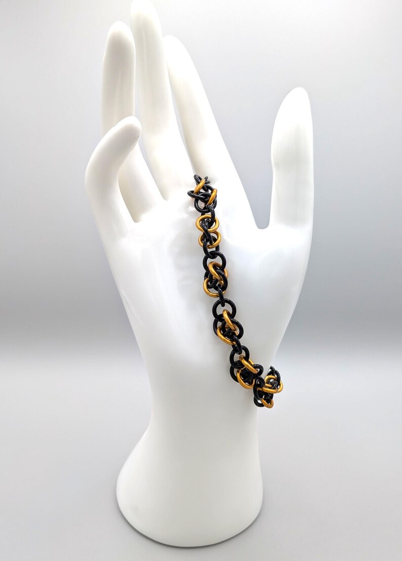 Anodized Aluminum Byzantine Modern Armor Chainmail Bracelet, Black and ...