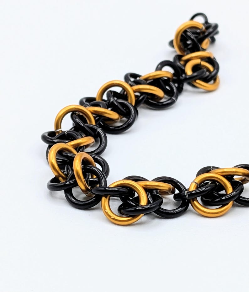 Anodized Aluminum Byzantine Modern Armor Chainmail Bracelet, Black and ...