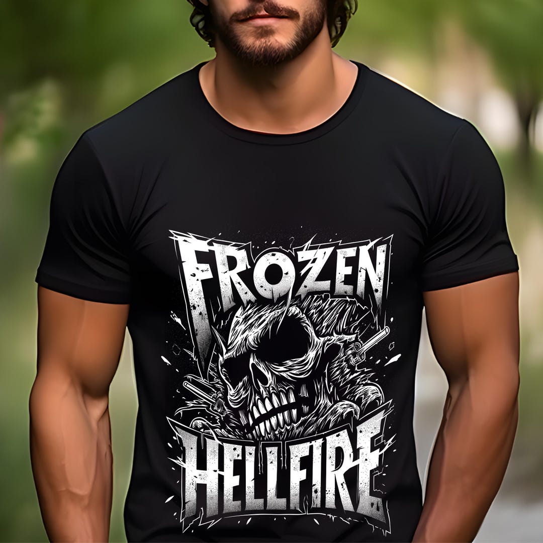 Frozen Hellfire Skull T-shirt – Gothic Skull Graphic Tee, Dark ...