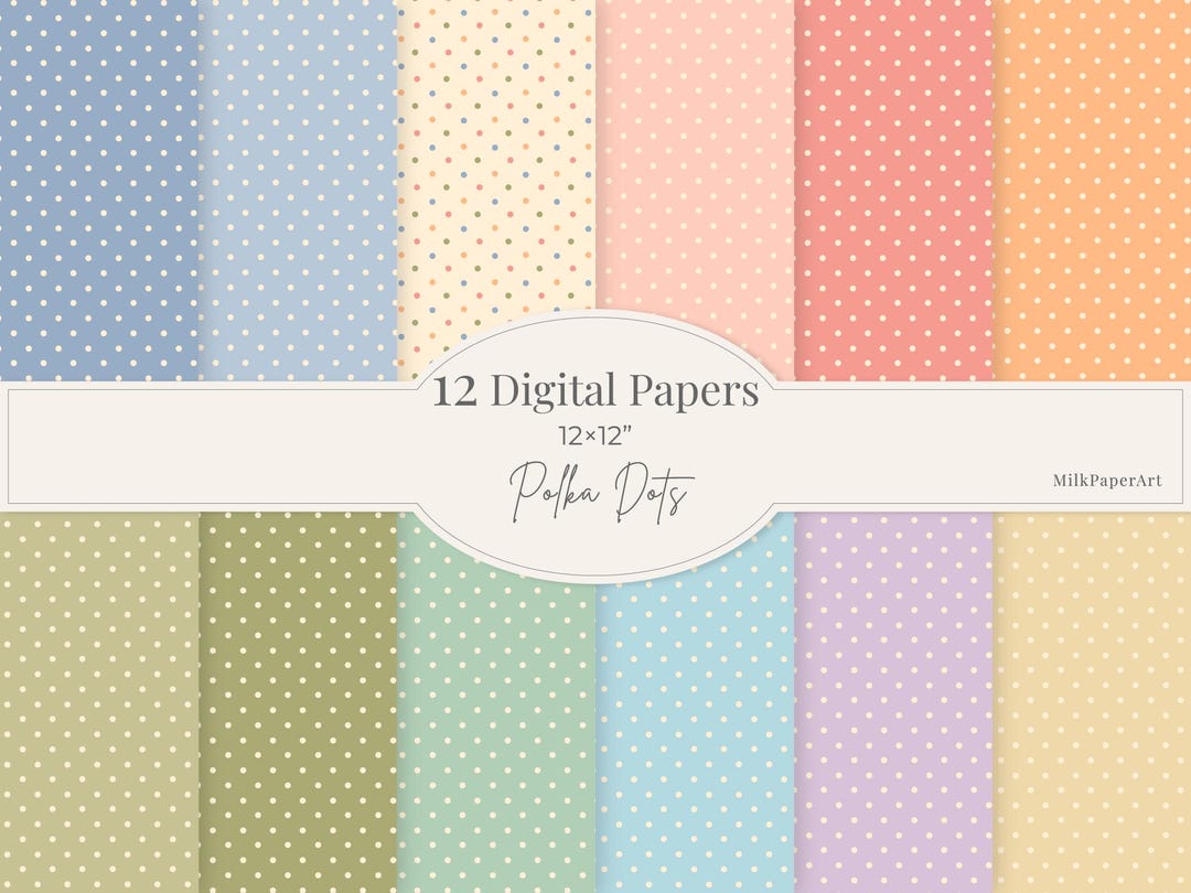 Pastel Polka Dots Digital Paper Set – 12 Colors | Printable Scrapbook ...
